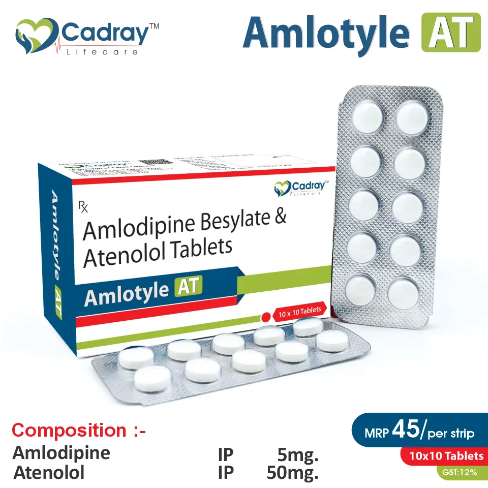 Amlodipine 5mg + Atenolol 50mg Tablet Amlotyle AT tablet
