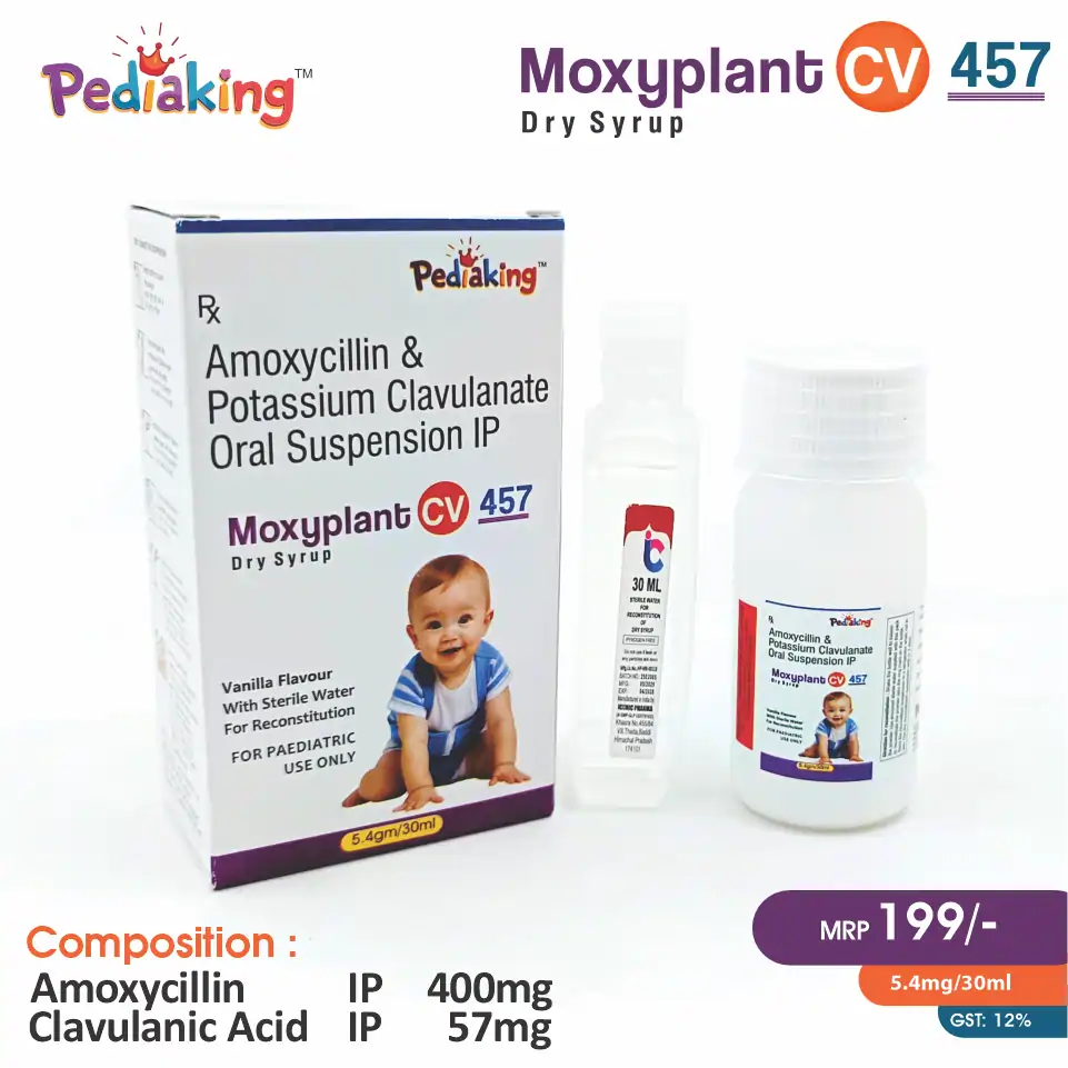 Amoxycillin 400mg + Clavulanic Acid 57mg Dry Syrup Moxyplant CV 457 dry ...