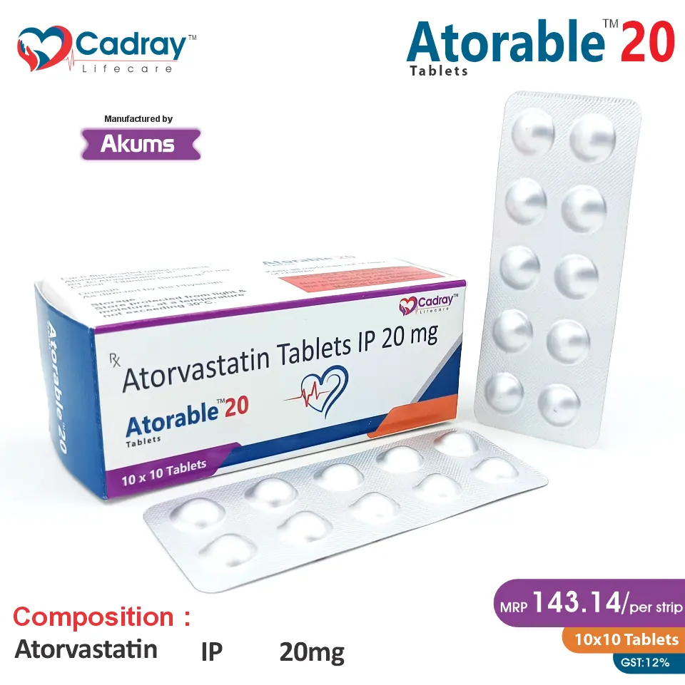 (Atorvastatin Calcium I.P. 20mg Tablets) Atorable 20 Tablet