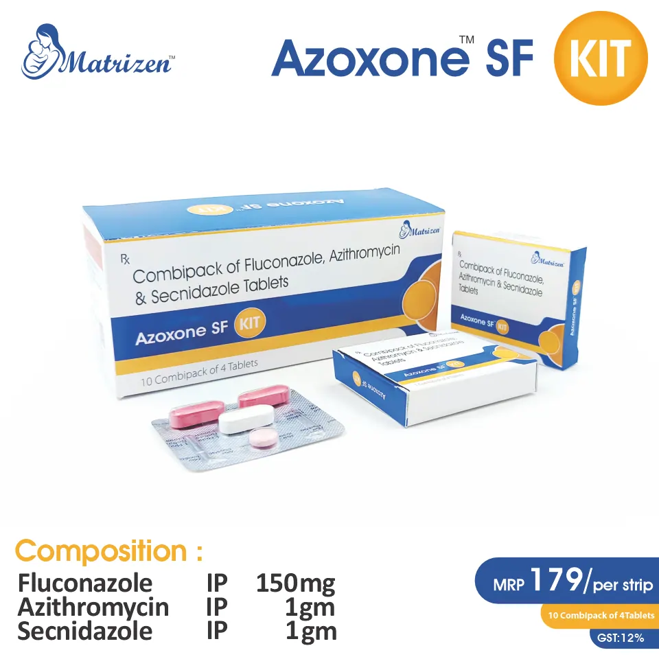 Azoxone SF Kit (Fluconazole 150mg + Azithromycin 1gm + Secnidazole 1gm)