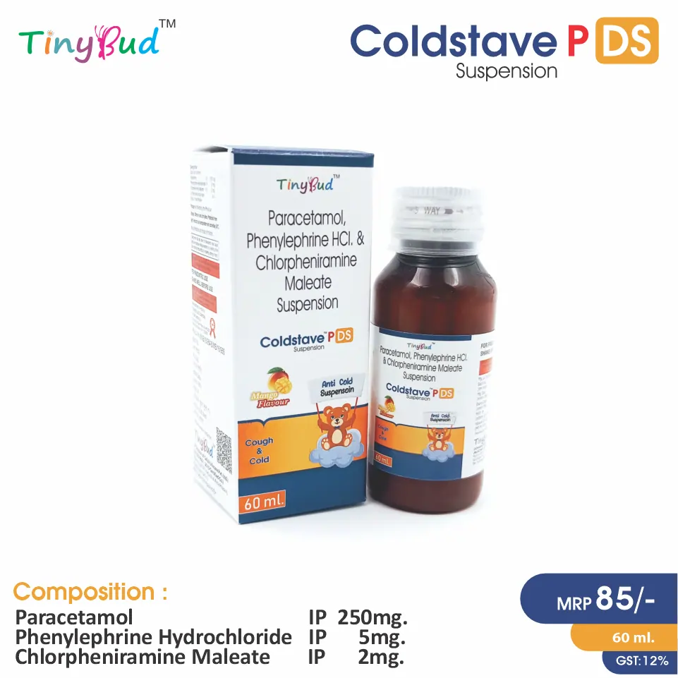 PCM 250 MG + PHENYLEPHRINE 5 MG +CPM 2 MG SYP Coldstave P DS Suspension