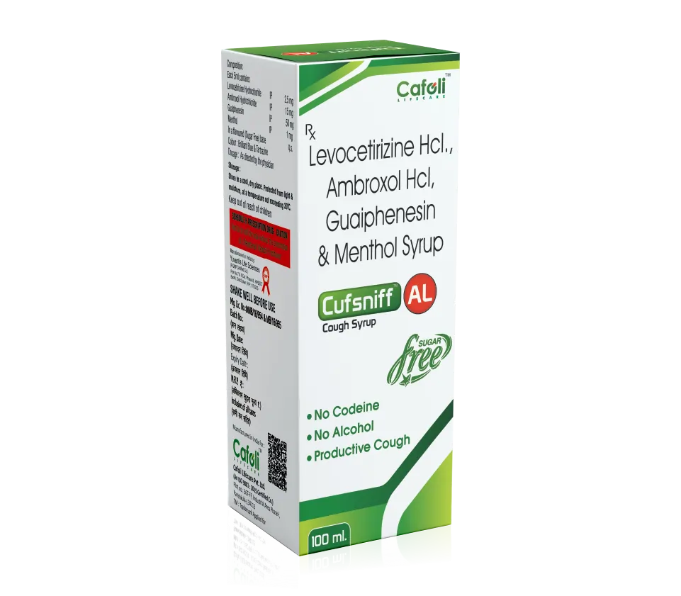 Ambroxol (15mg/5ml) + Guaifenesin (50mg/5ml) + Levocetirizine (2.5mg ...