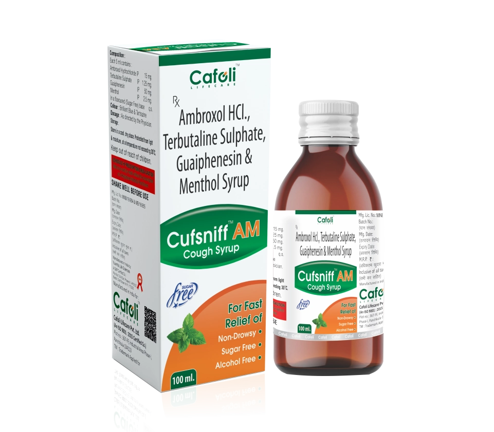 Cufsniff AM Syrup (Ambroxol 15mg/5ml + Guaifenesin 50mg/5ml + Menthol 2 ...