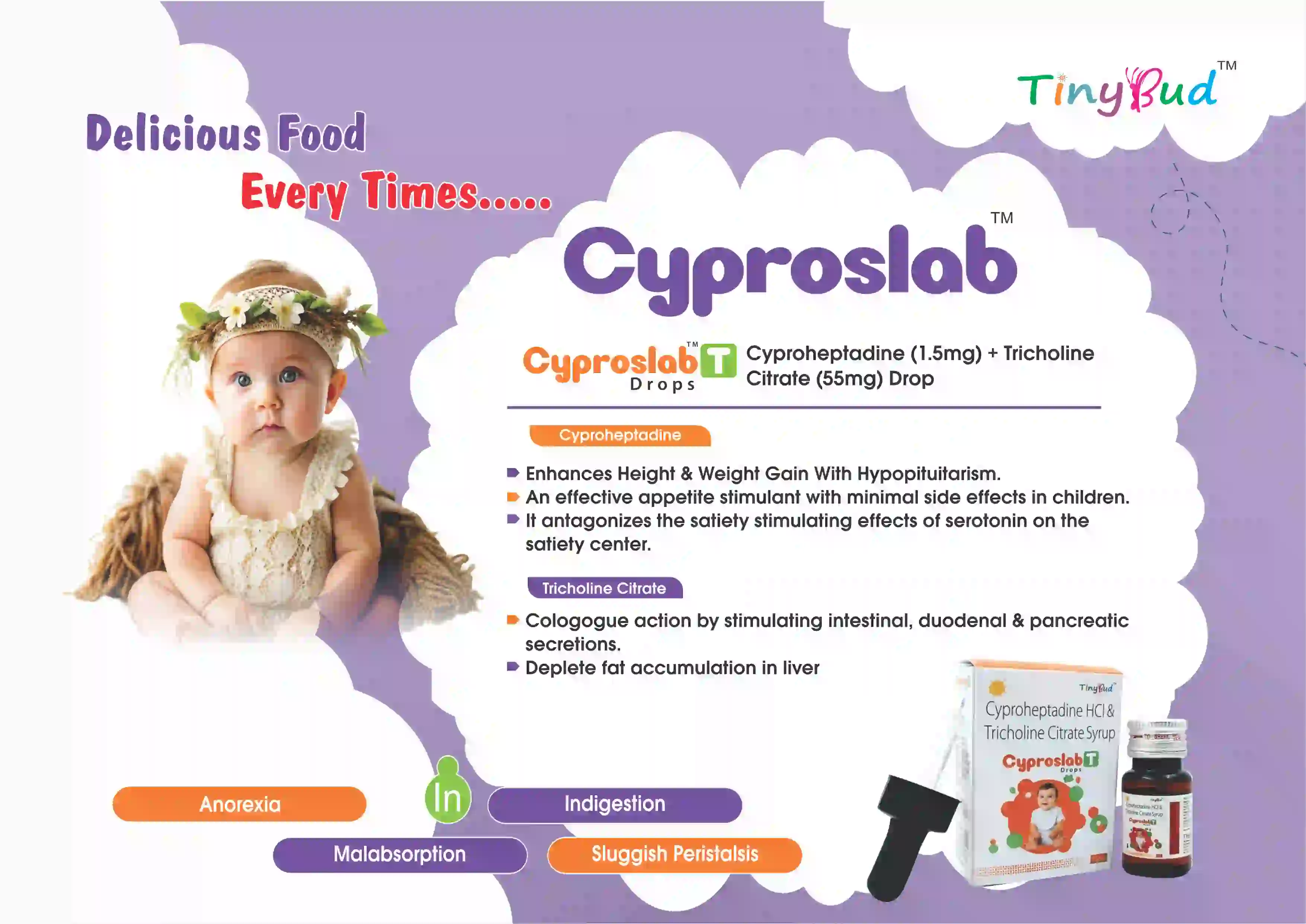 Cyproslab T Drop (Cyproheptadine 1.5mg + Tricholine Citrate 55mg)