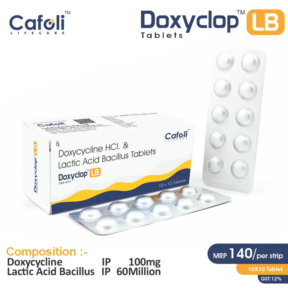 Doxyclop LB Tablet (Doxycycline 100mg + Lactobacillus 5 Million Spores)