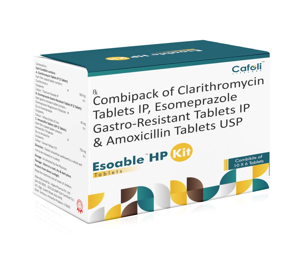 Esoable HP Kit Tablet (Amoxycillin 750mg + Clarithromycin 500mg ...