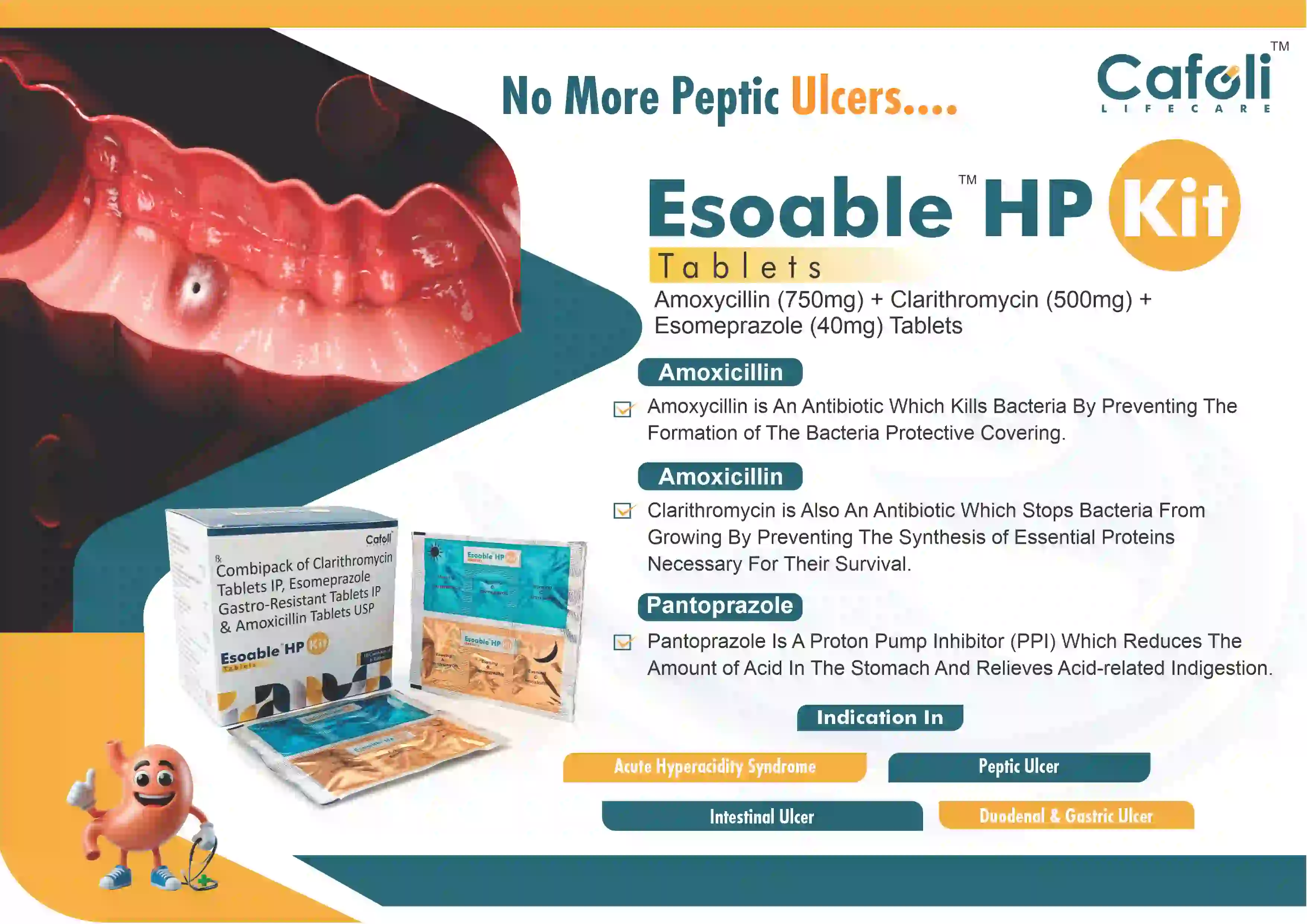 Esoable HP Kit Tablet (Amoxycillin 750mg + Clarithromycin 500mg ...
