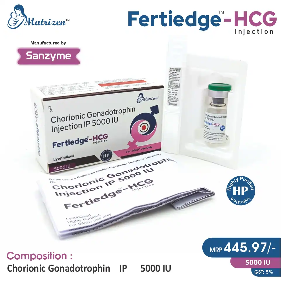Fertiedge HCG 5000 Injection (Human Chorionic Gonadotropin 5000units)
