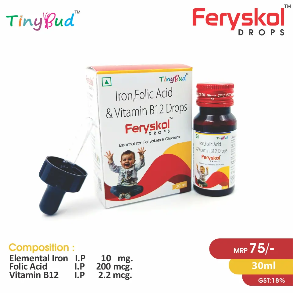 Feryskol Drop (Elemental Iron 10mg + Folic Acid 200mcg + Vitamin B12 ...
