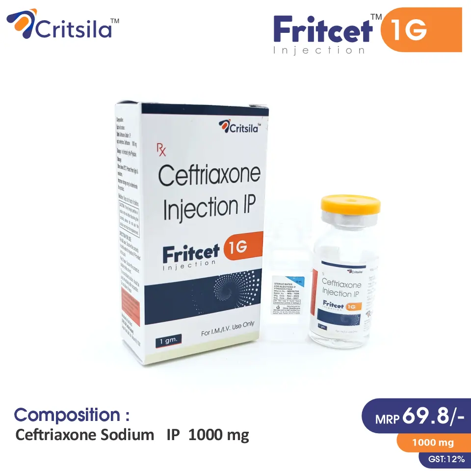Fritcet 1g Injection (Ceftriaxone 1000mg)