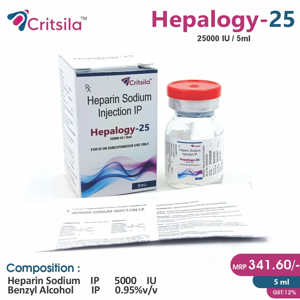 Hepalogy 25 Injection Heparin (5000IU) + Benzyl Alcohol (0.95%)