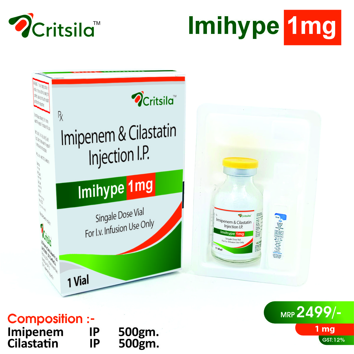 Imitem 1MG Injection (Imipenem 500 mg + Cilastatin 500 mg injection)