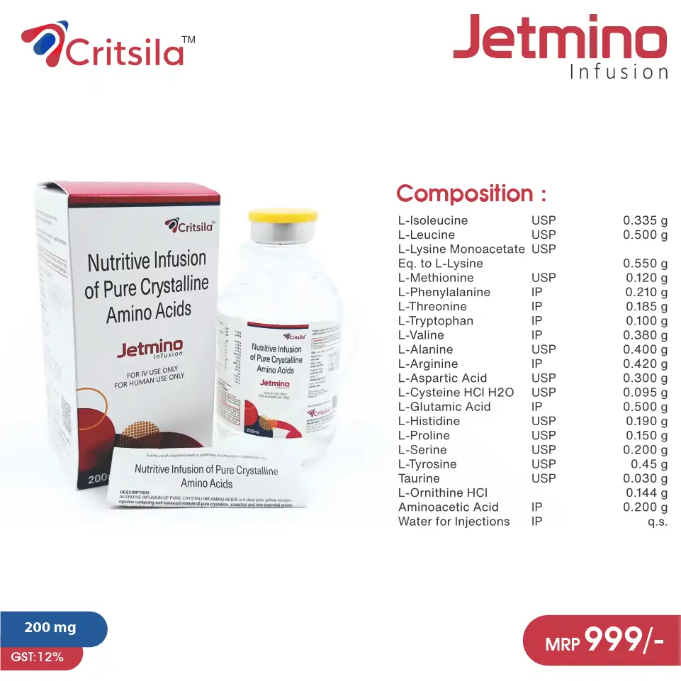 Nutritive Pure Crystalline Amino Acid Infusion 200 ml – Jetmino 200 ML ...