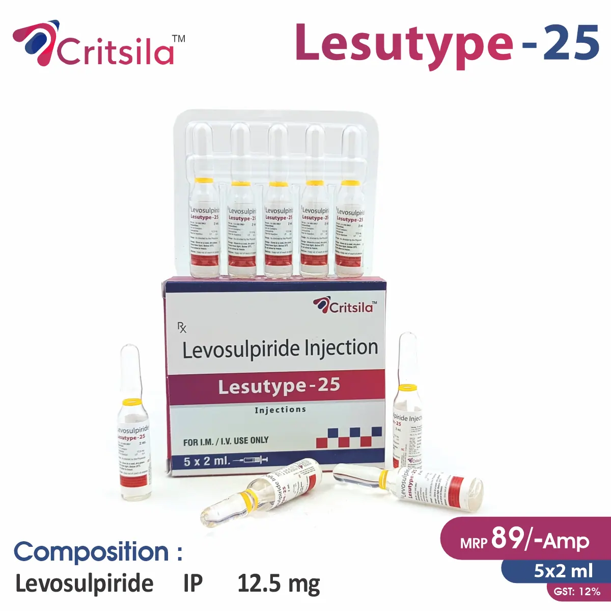 Levosulpiride 12.5mg /ml Lesutype 25 Injection