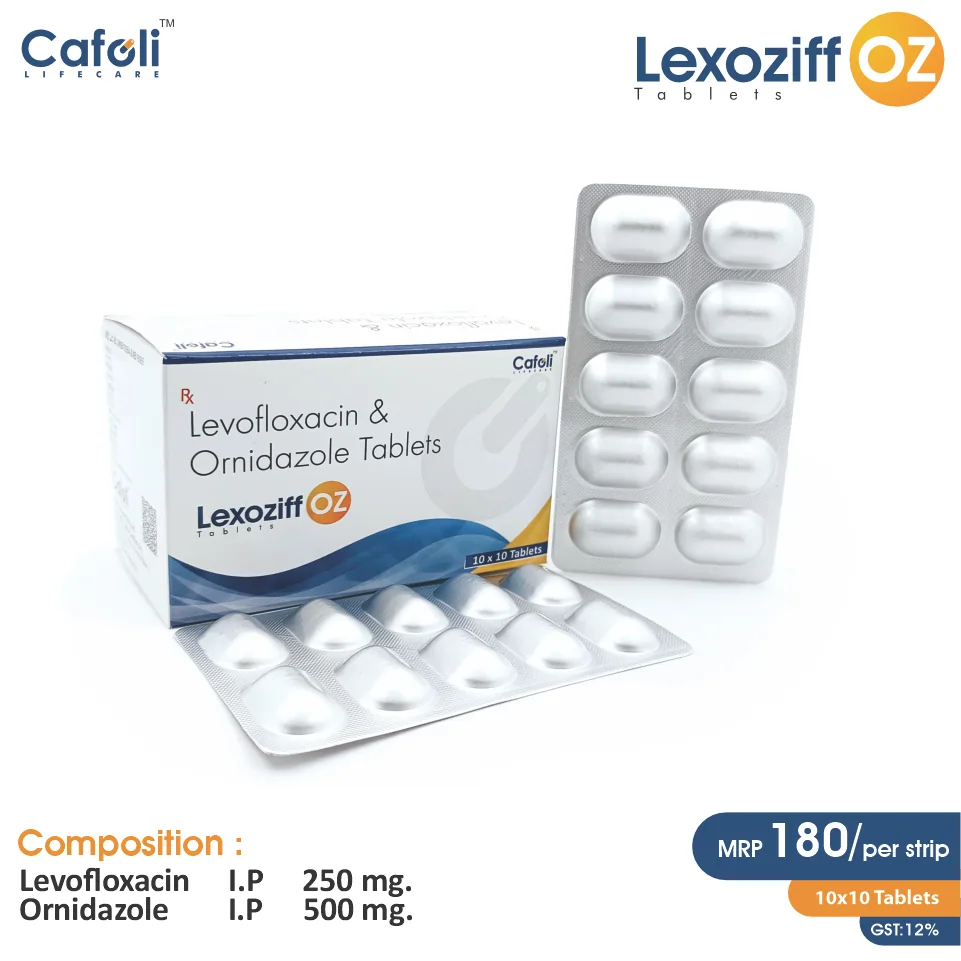 Levofloxacin (250mg) + Ornidazole (500mg) - Lexoziff OZ Tablet