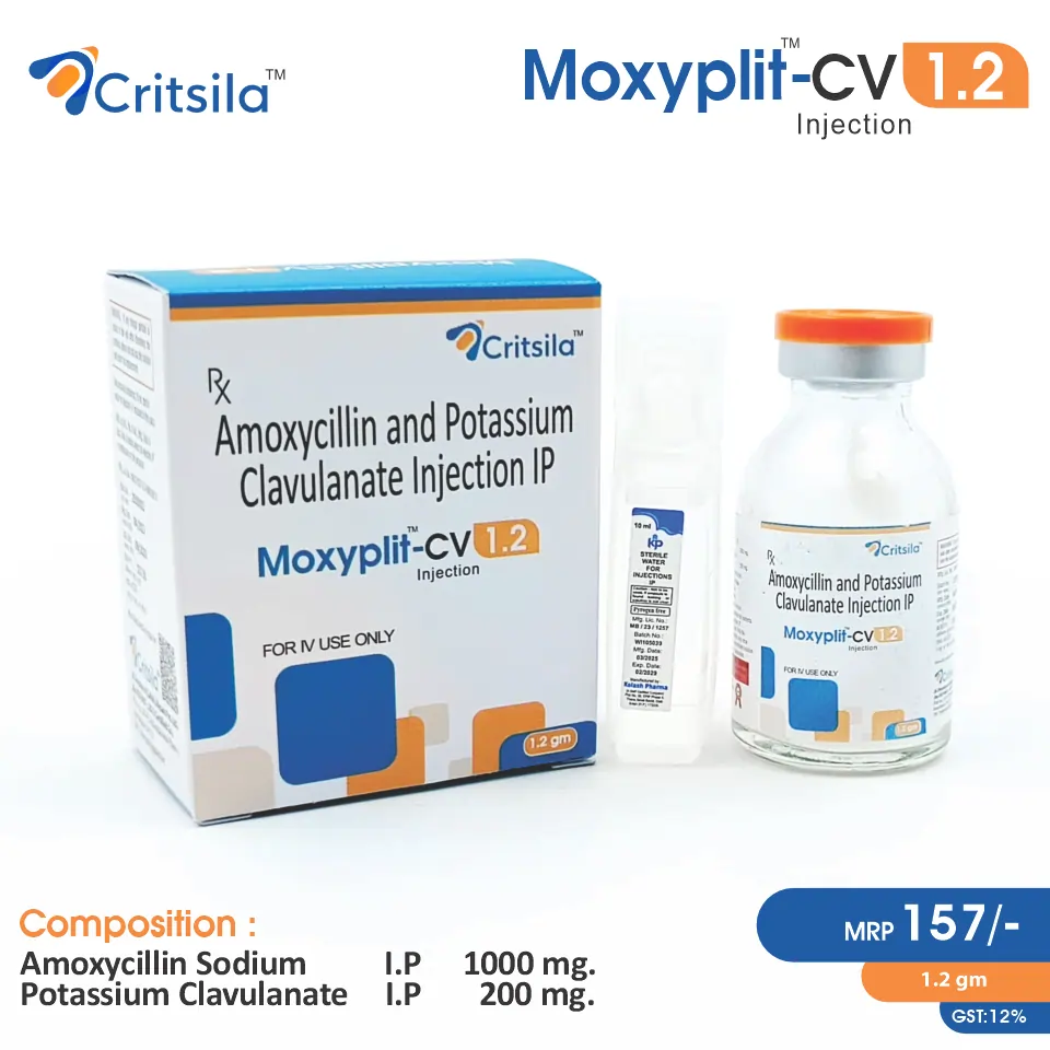 Moxyplit CV 1.2 Injection (Amoxycillin 1000mg + Clavulanic Acid 200mg)