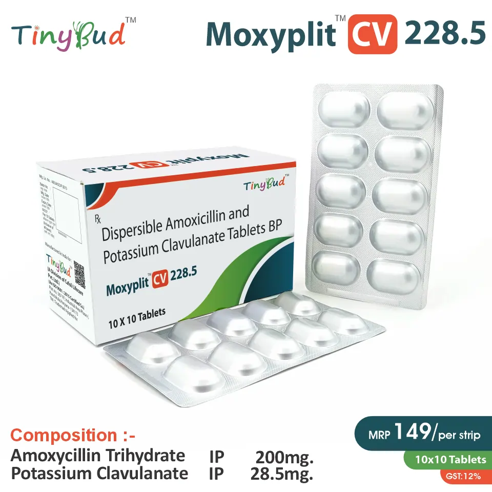 Moxyplit CV 228.5 Tablet (Amoxycillin 200mg + Clavulanic Acid 28.5mg)