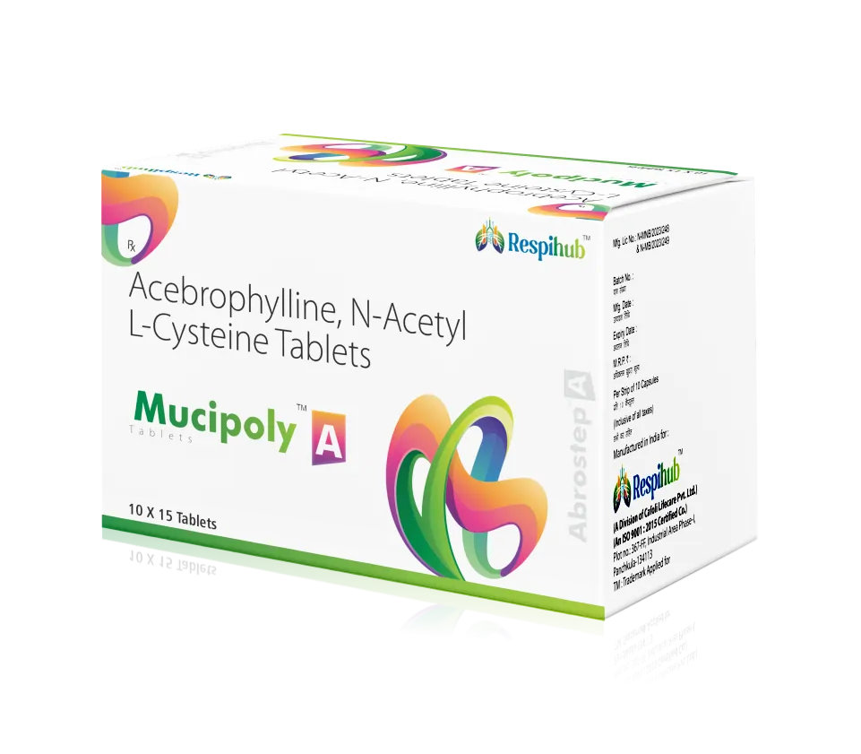 Acebrophylline (100mg) + Acetylcysteine (600mg) - Mucipoly AB Tablet
