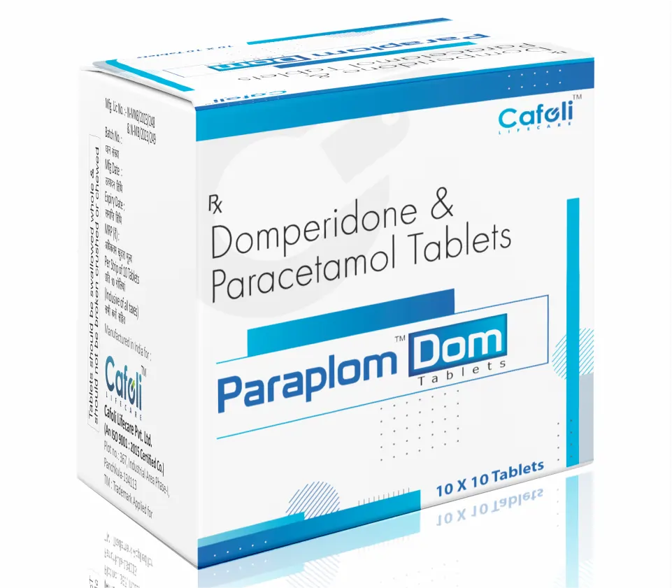 Domperidone I.P. 10mg + Paracetamol I.P. 325mg Paraplom Dom Tablet