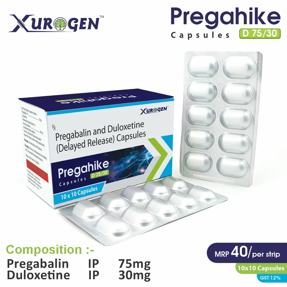 Pregahike D 75 30 Capsule (Pregabalin 75mg + Duloxetine 30mg)