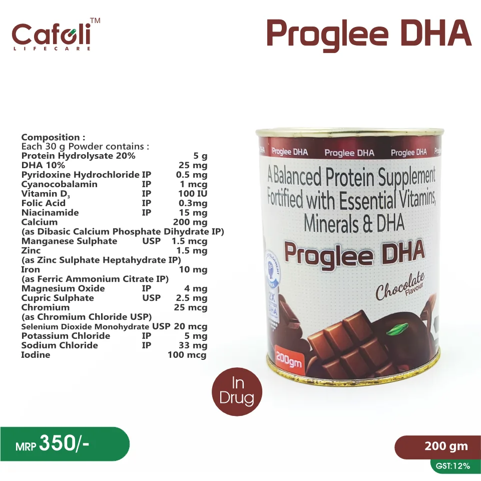 Protein Powder With DHA Choco Flavour Sugar Free – Proglee DHA Choco ...