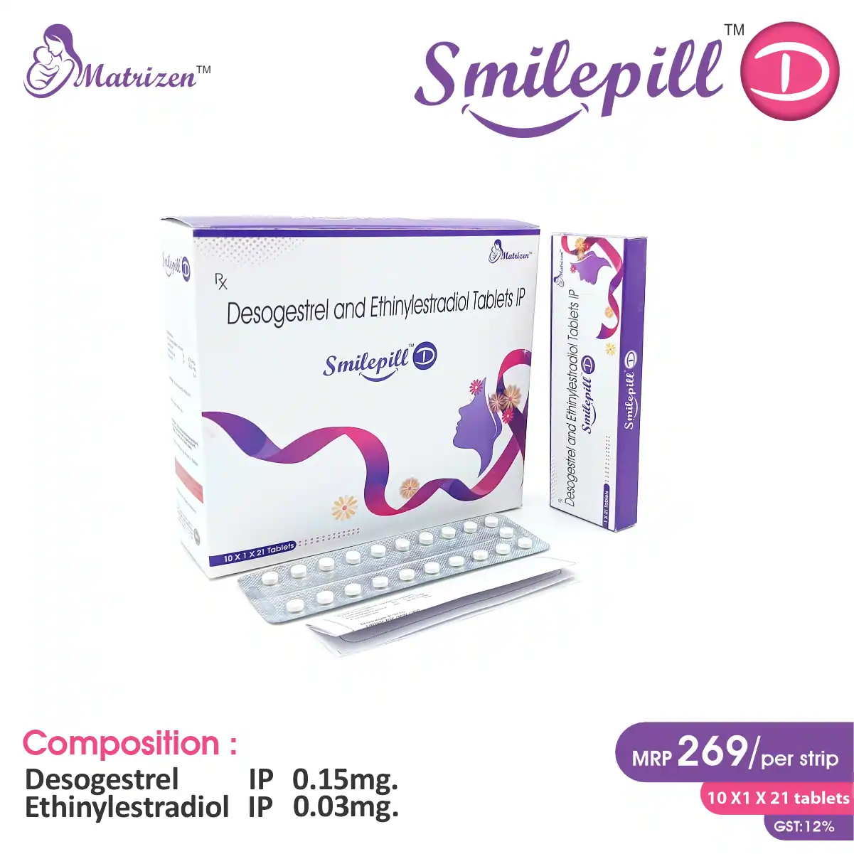 Smilepill D Tablet - Ethinyl Estradiol (0.03mg) + Desogestrel (0.15mg ...