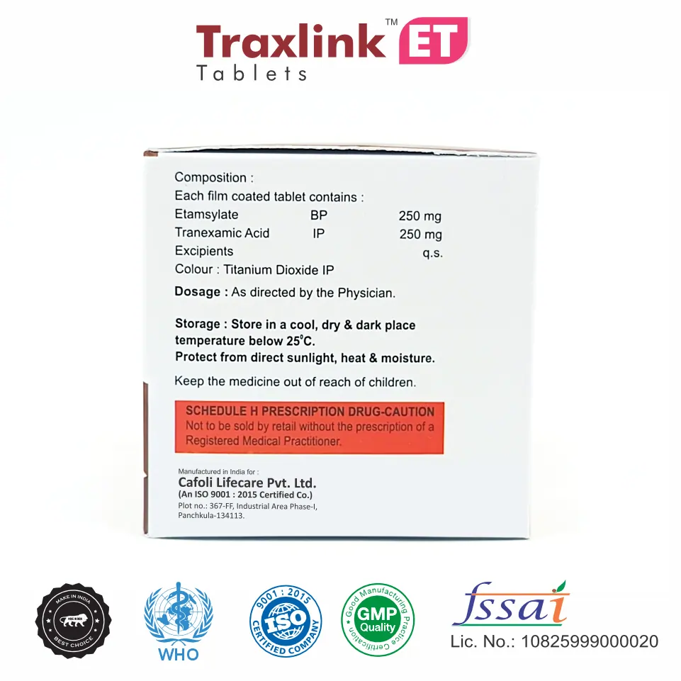 Tranexamic Acid 250mg + Ethamsylate 250mg (Traxlink ET)