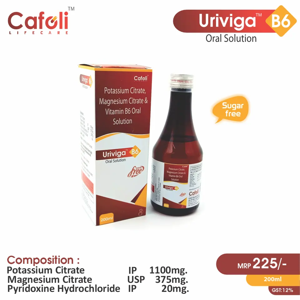 Uriviga B6 Syrup (Potassium Citrate 1100mg/5ml + Magnesium Citrate ...