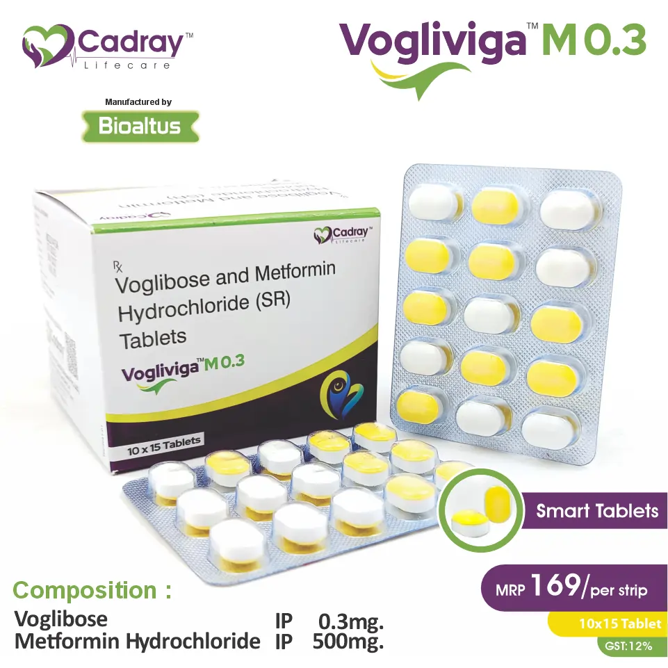 Metformin (500mg) SR + Voglibose (0.3mg) Tablet Vogliviga M 0.3 Tablet